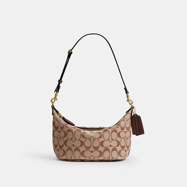 COACH Demi Bag In Signature Jacquard - Brass/khaki Maple