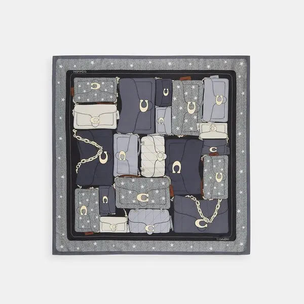 COACH Stacked Tabby Star Print Silk Square Scarf