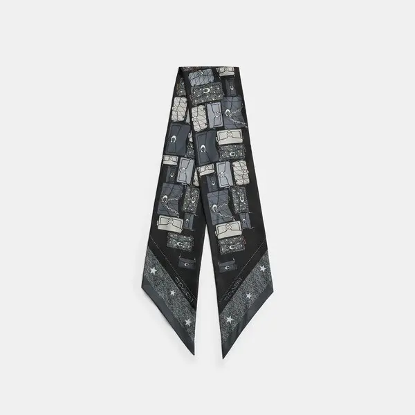 COACH Stacked Tabby Star Print Silk Skinny Scarf