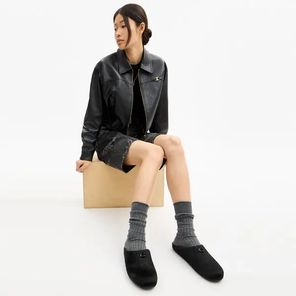 COACH Sculpted C Soft Mule Shoes - Black