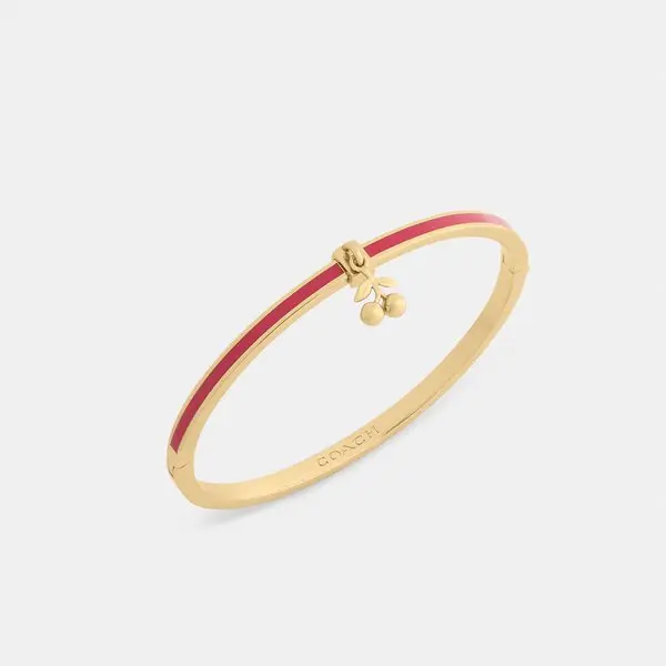 COACH Cherry Charm Enamel Thin Hinged Bangle Bracelet
