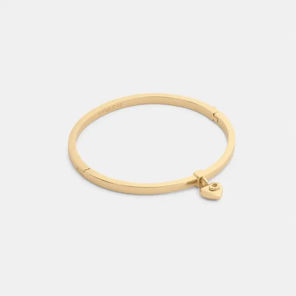 COACH Heart Charm Thin Hinged Bangle Bracelet
