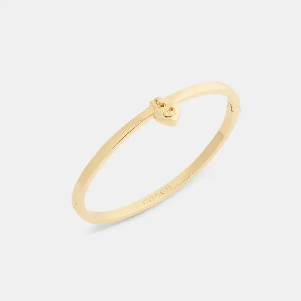 COACH Heart Charm Thin Hinged Bangle Bracelet