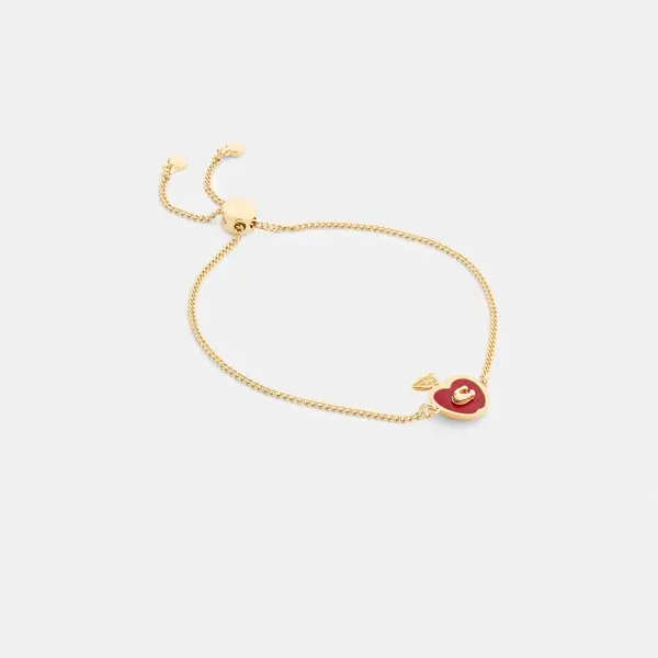 COACH Signature Apple Slider Bracelet - Gold/red Multicolor