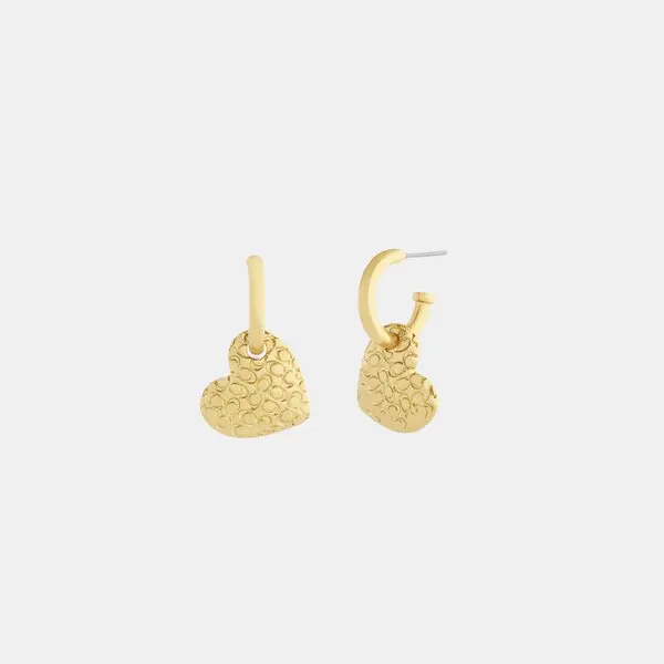 COACH Signature Heart Hoop Earrings