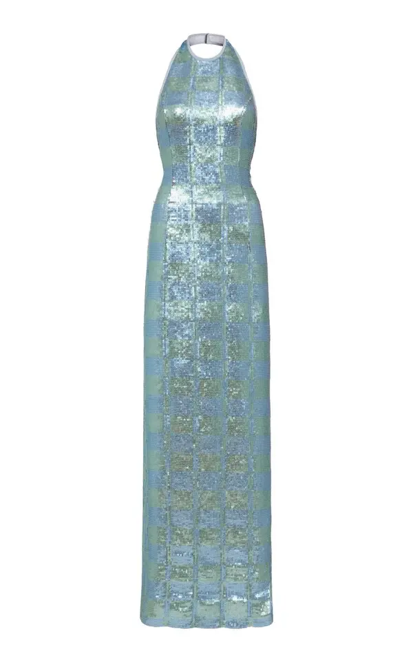 MARKARIAN Nerine Gingham Sequin Gown