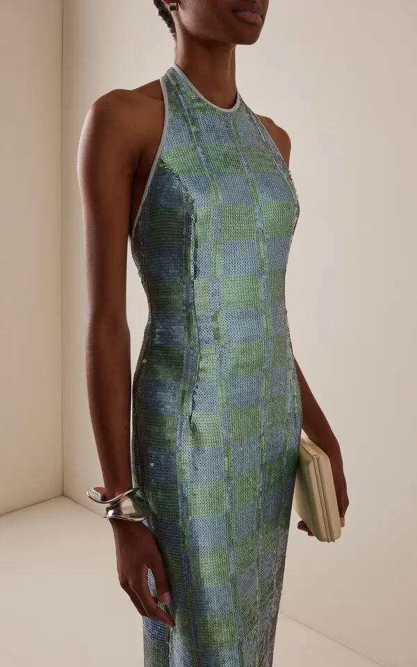 MARKARIAN Nerine Gingham Sequin Gown