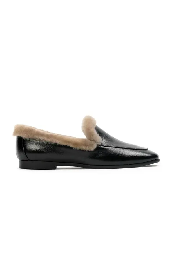 BLACK SUEDE STUDIO Zora Shearling Loafers - Black