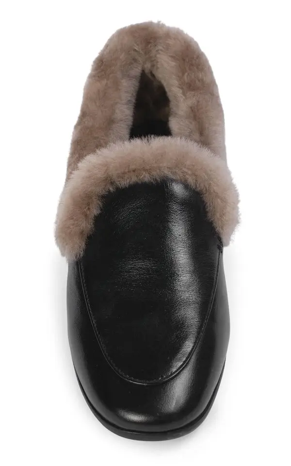 BLACK SUEDE STUDIO Zora Shearling Loafers - Black