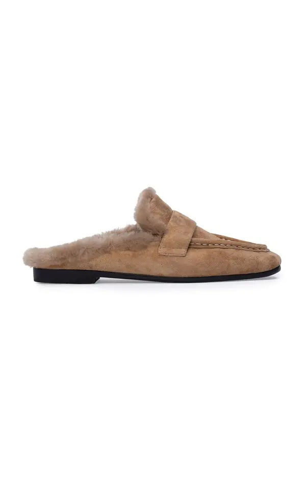 BLACK SUEDE STUDIO Theo Shearling Mules