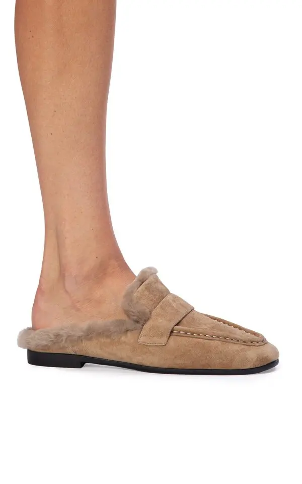 BLACK SUEDE STUDIO Theo Shearling Mules