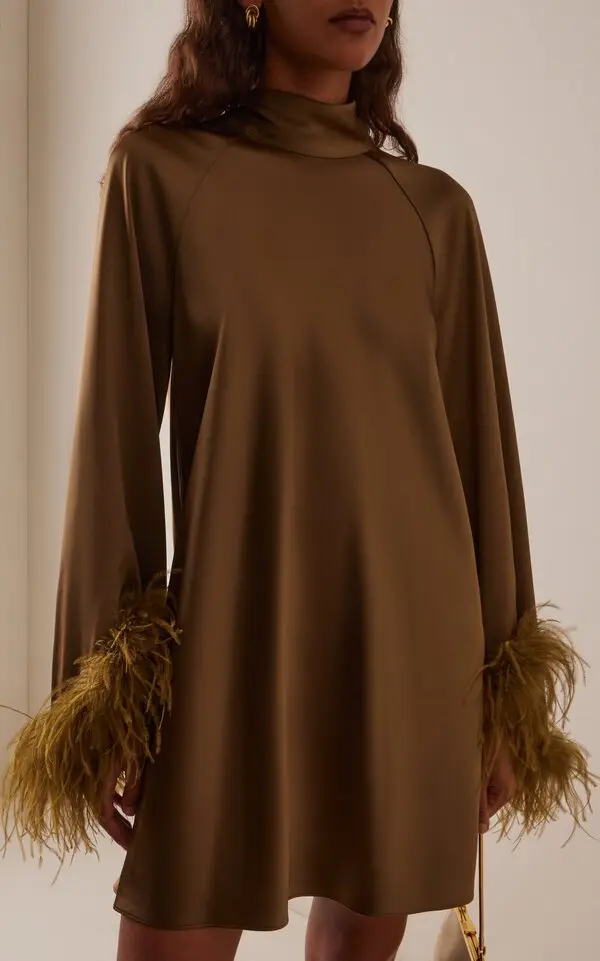Delphine Sylvie Satin Charmeuse Dress - Olive