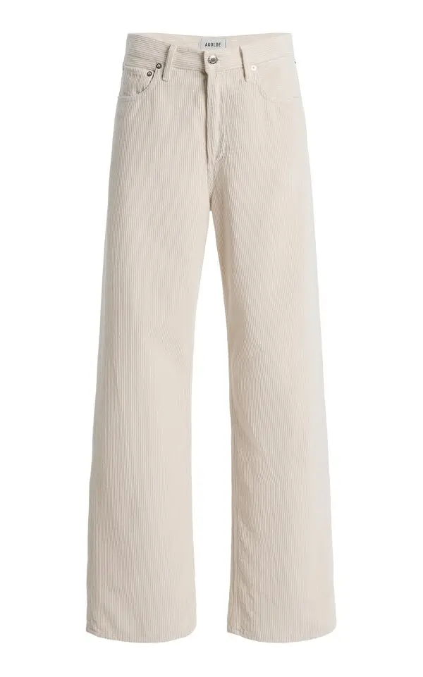 AGOLDE Ren Corduroy High-rise Wide-leg Jeans - White