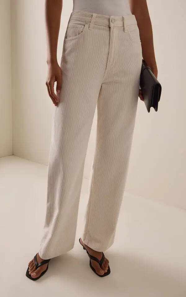 AGOLDE Ren Corduroy High-rise Wide-leg Jeans - White