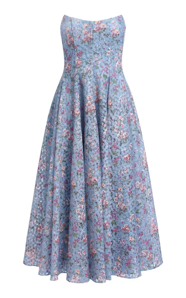 MARKARIAN Rousseau Lace Midi Dress - Blue