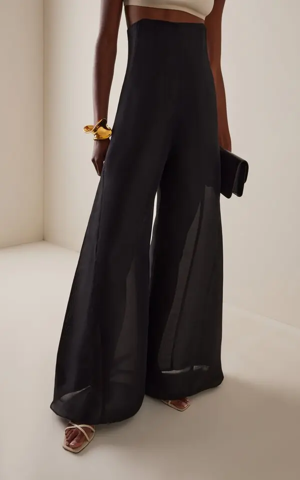 TEMILY Matador Corseted Silk Gazar Wide-leg Trousers