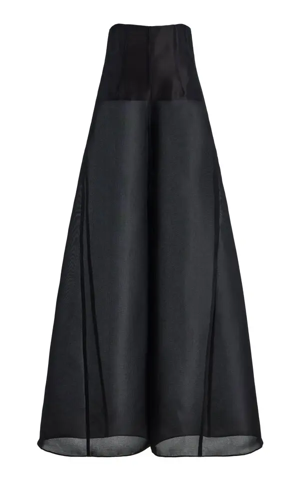 TEMILY Matador Corseted Silk Gazar Wide-leg Trousers - Black