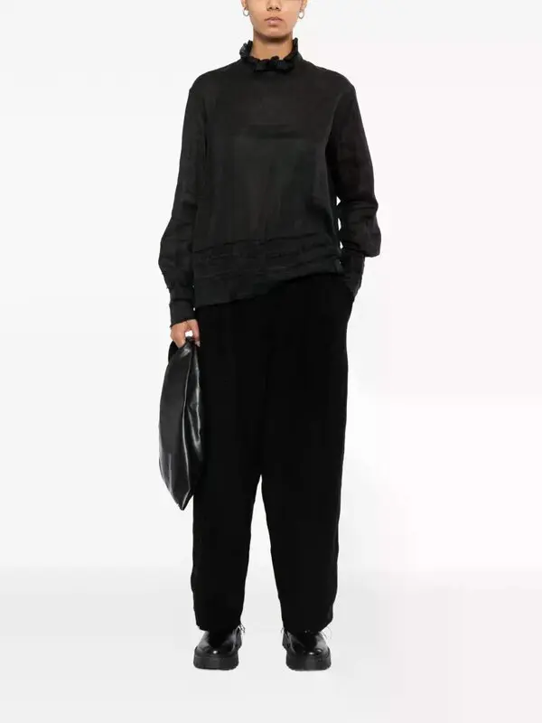 MARIA TURRI Pleated Frayed-edge Trousers