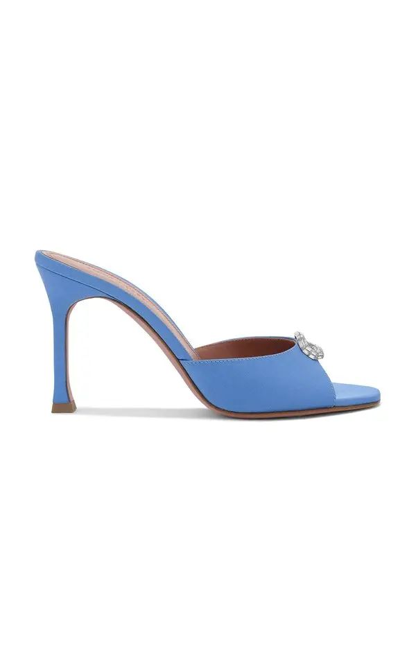 Amina Muaddi Mini Camelia Crystal Satin Slipper Mules