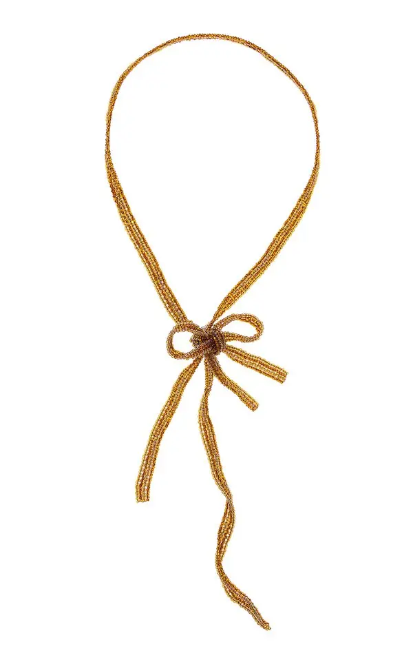 PURA UTZ Bow Bolo Glass Bead Necklace