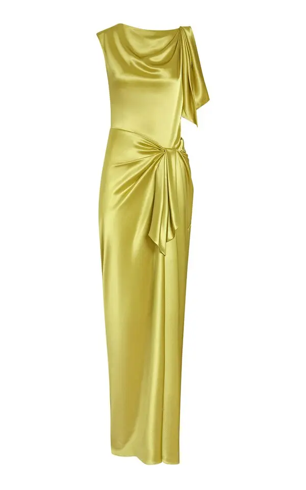 Delphine Florence Satin Charmeuse Gown - Yellow