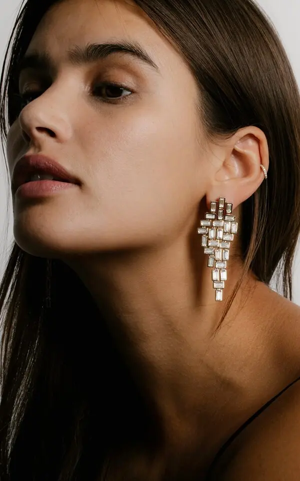 VRAI 14k Yellow Lab-grown Diamond Baguette Cascade Earrings