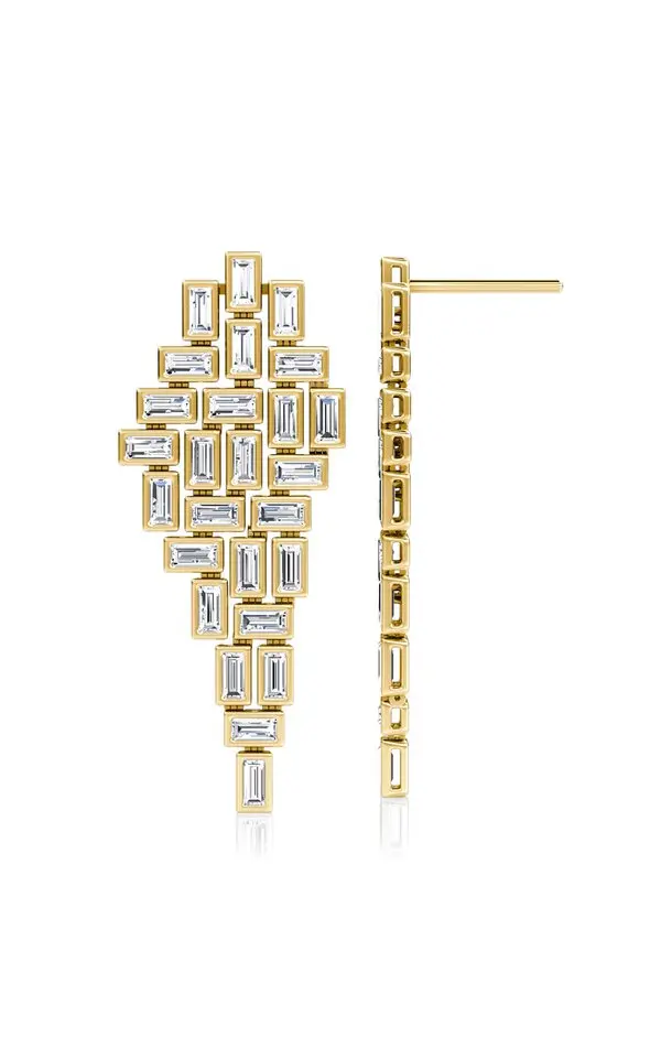 VRAI 14k Yellow Lab-grown Diamond Baguette Cascade Earrings