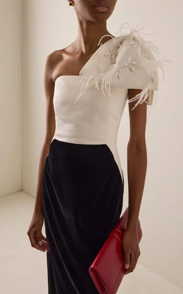 Delphine Victoria Satin And Velvet Dress