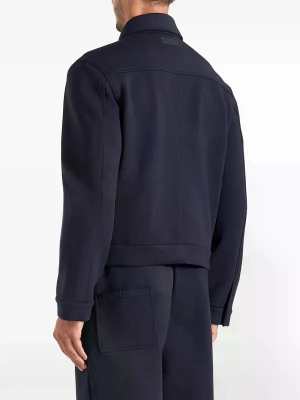 Manière De Voir Kairo Neoprene Trucker Jacket Navy
