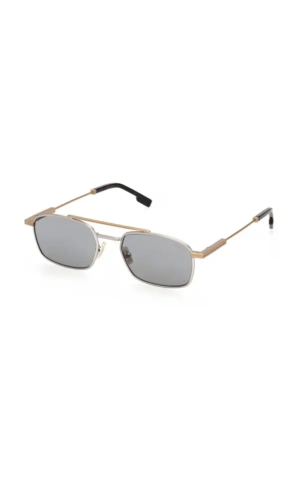 ZEGNA EYEWEAR Zegna Matte Satin Light Ruthenium And Stain Brass Sunglasses