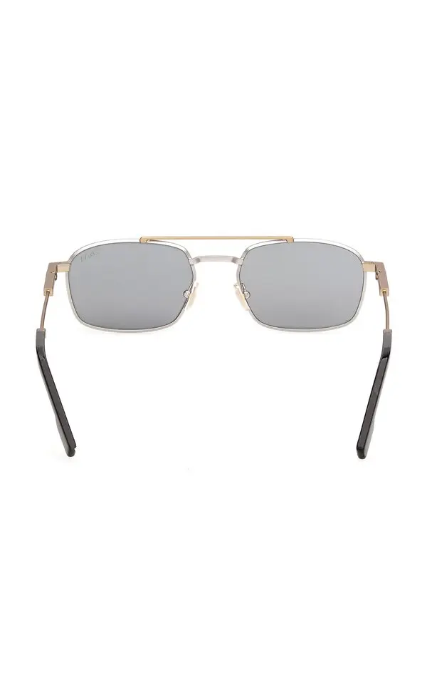 ZEGNA EYEWEAR Zegna Matte Satin Light Ruthenium And Stain Brass Sunglasses