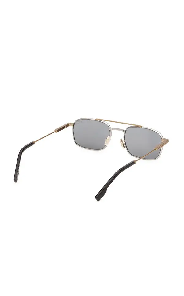 ZEGNA EYEWEAR Zegna Matte Satin Light Ruthenium And Stain Brass Sunglasses