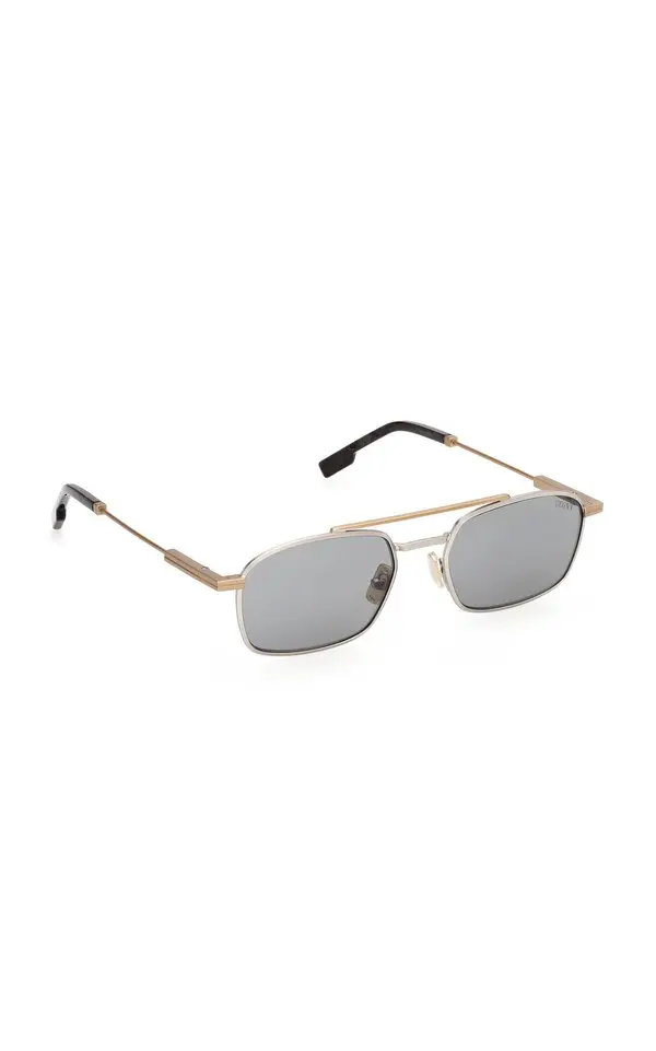 ZEGNA EYEWEAR Zegna Matte Satin Light Ruthenium And Stain Brass Sunglasses
