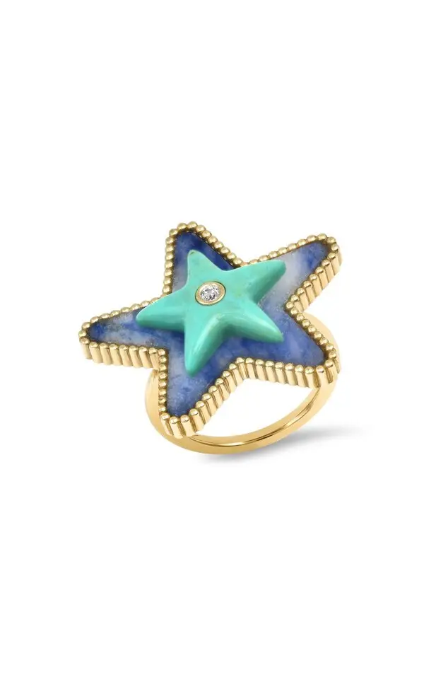 SIG WARD Mega Star Power Trolite, Minty And Diamond Ring - Turquoise
