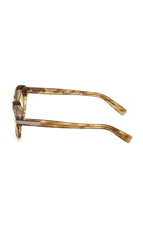 ZEGNA EYEWEAR Zegna Shiny Transparent Havana Sunglasses