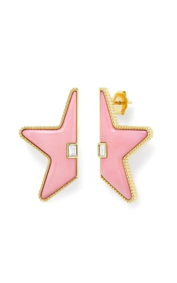 SIG WARD Mega Star Power Split Opal And Baguette Diamond Earrings - Pink