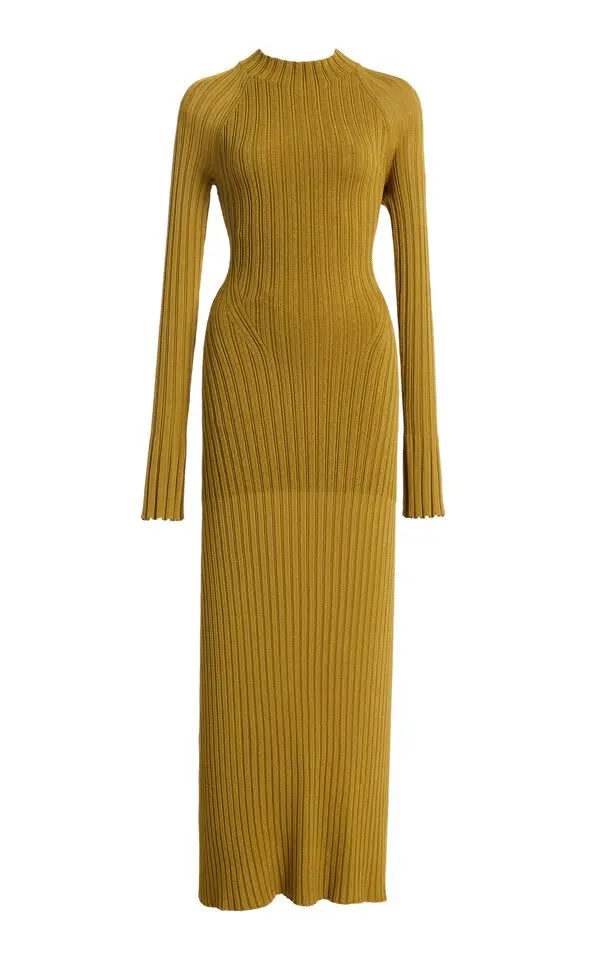 Proenza Schouler Roux Knit Midi Dress - Gold