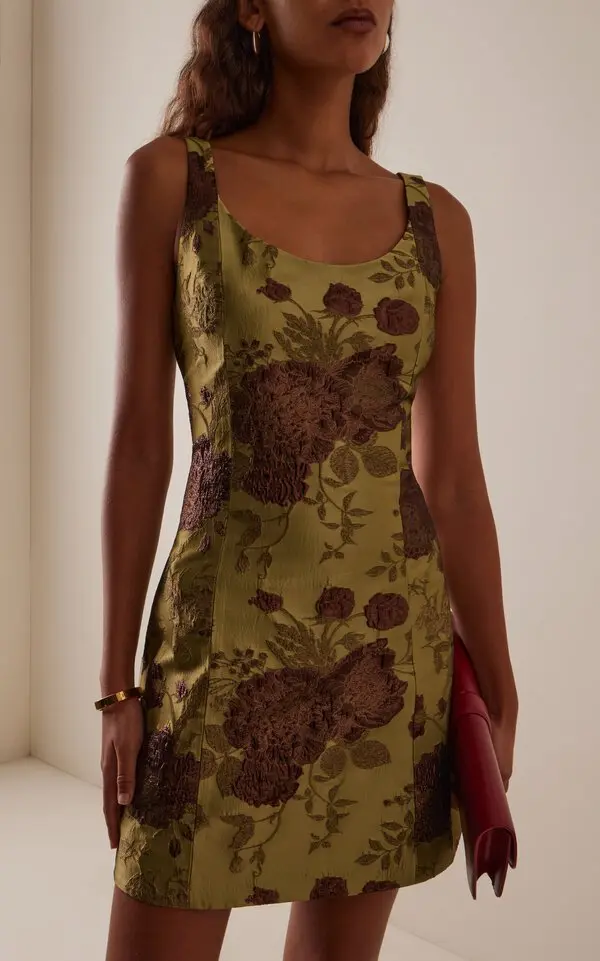 Delphine Cecily Metallic Jacquard Dress