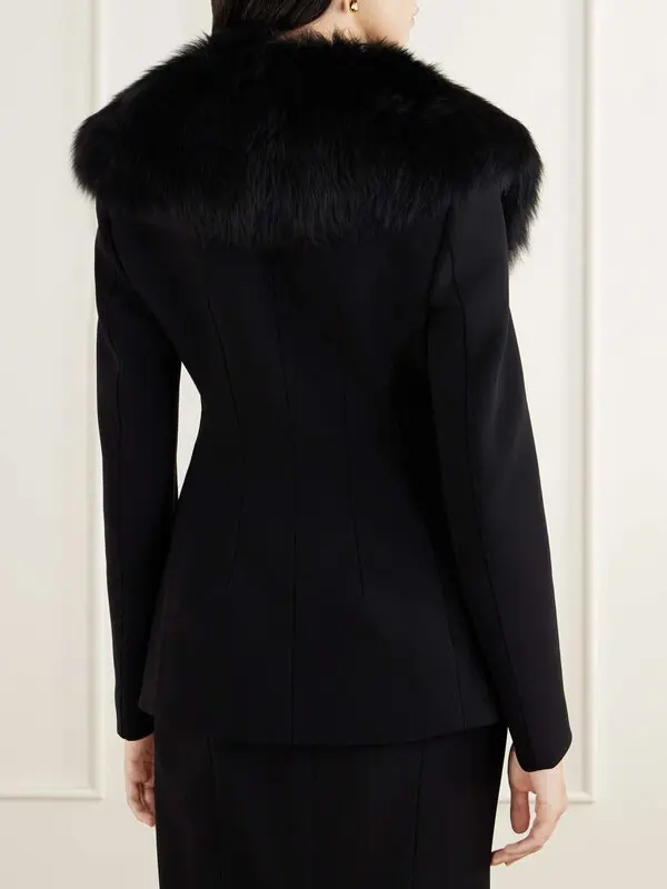 Dolce & Gabbana Peplum Plush-trimmed Wool-blend Jacket