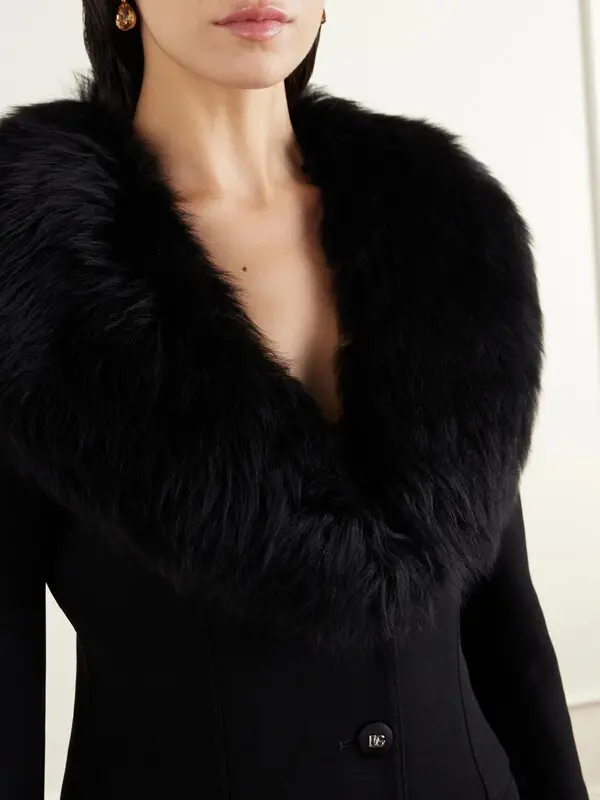 Dolce & Gabbana Peplum Plush-trimmed Wool-blend Jacket