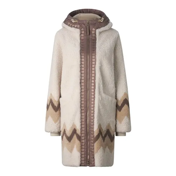 Bogner Niva Lambskin Coat - Cream/brown