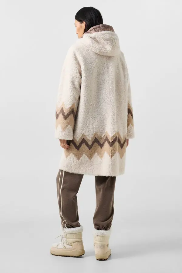 Bogner Niva Lambskin Coat - Cream/brown