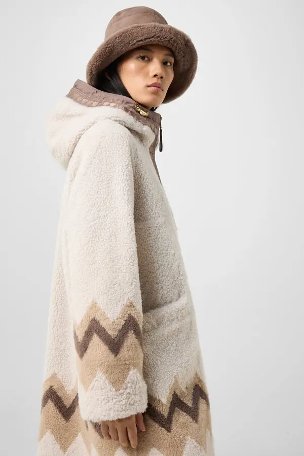 Bogner Niva Lambskin Coat - Cream/brown