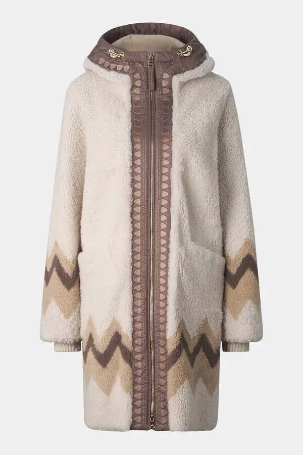 Bogner Niva Lambskin Coat - Cream/brown