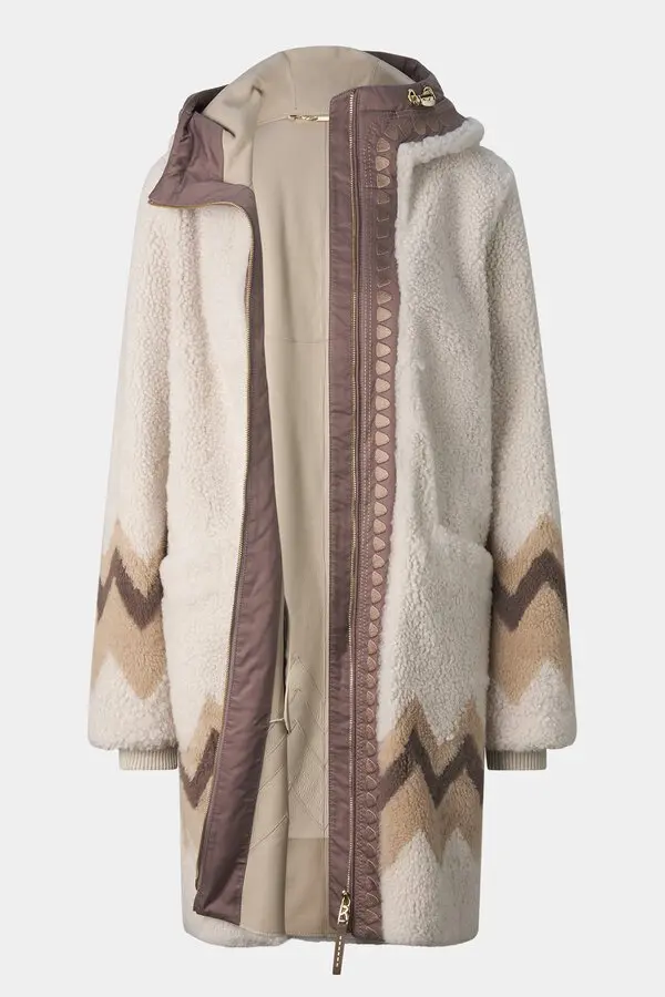 Bogner Niva Lambskin Coat - Cream/brown