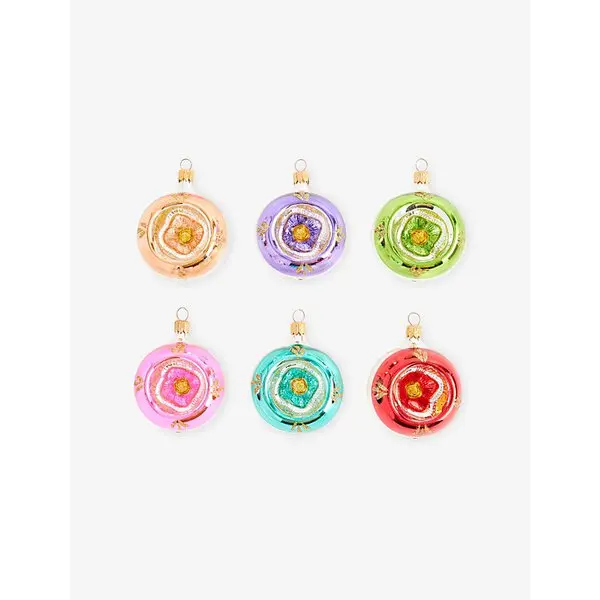 SELFRIDGES EDIT Patterned Glass Baubles Set Of Six