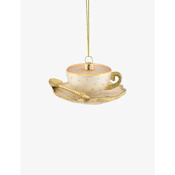 SELFRIDGES EDIT Teacup & Saucer Glass Christmas Decoration