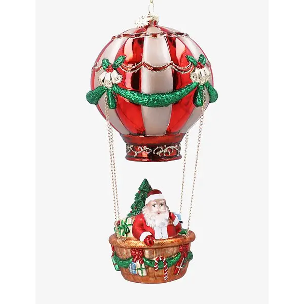 SELFRIDGES EDIT Santa Hot Air Balloon Glass Christmas Decoration