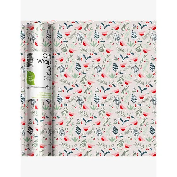 SELFRIDGES EDIT Ditsy Robins Roll Christmas Wrapping Paper 3m