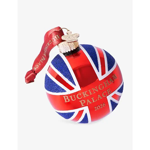 SELFRIDGES EDIT Buckingham Palace Union Flag Boxed Glass Christmas Decoration